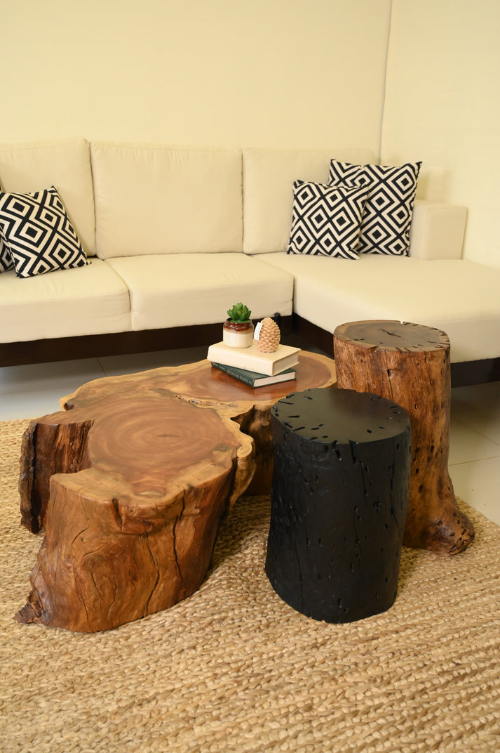 Neem Centre Table With 2 Cylinder Tables – Muse Official